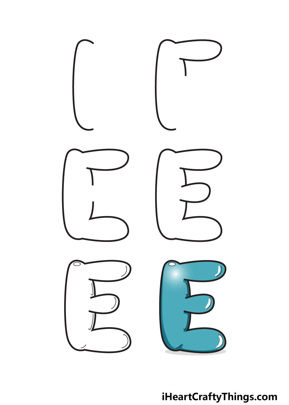 Chữ bong bóng chữ E – Cách vẽ chữ E bong bóng của riêng bạn - Tô Màu