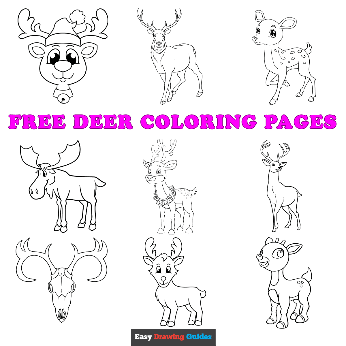 Trang tô màu con nai miễn phí cho trẻ em - 10 tờ có thể in được - Tô Màu